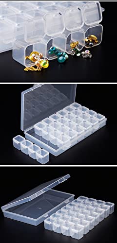 SULLMAR 3PCS 28 grids Rhinestone Box Diamond Picture Box Plastic Jewelry Storage Box Storage Container Gem Container Nail Tools Storage Box DIY Art Craft Nail Art Small Jewelry Bead Storage