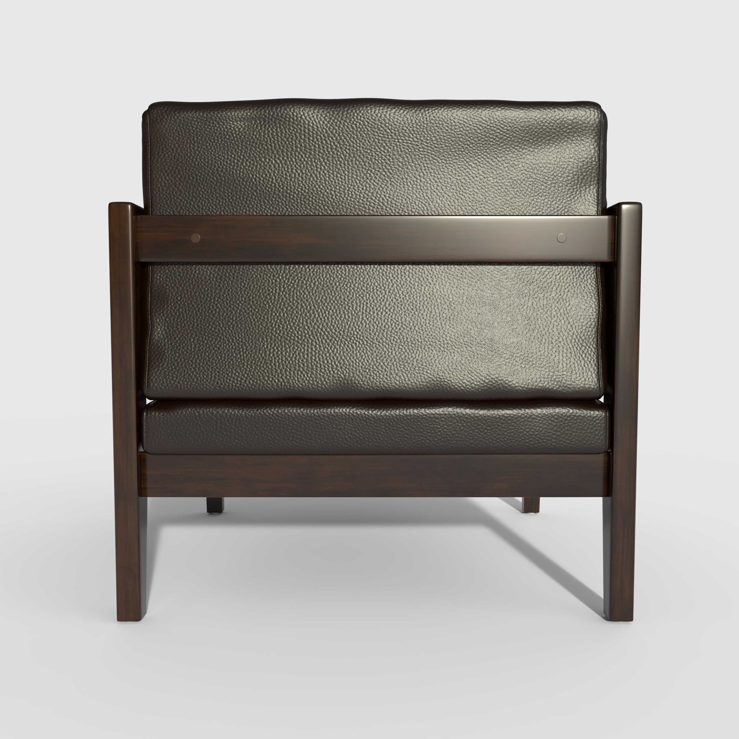 PU Leather Accent Chair, Mid-Century Modern Armchair with Solid Wood Legs, Reading Leisure Chair with High Back for Living Room Bedroom Waiting Room(Espresso)