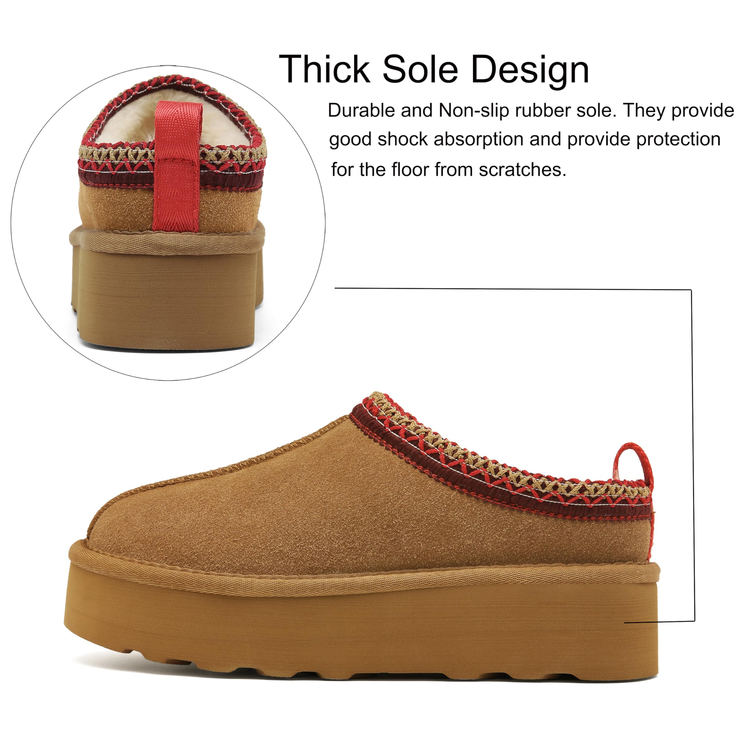 SMajong Women Winter Snow Boots Thickened Flat Boots Fur Lined Warm Durable Shoes Home Slippers Casual Shoes Brown 8.5 US (sole size 40)