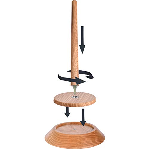 BarvA Double Wood Yarn Holder Advanced Metal Twirling Mechanism Lazy Susan Big Stand Ball Spindle Sewing Crocheting Tool Wool Cord Organizer Ribbon Storage Knitting Embroidery Thread Crochet Accessory