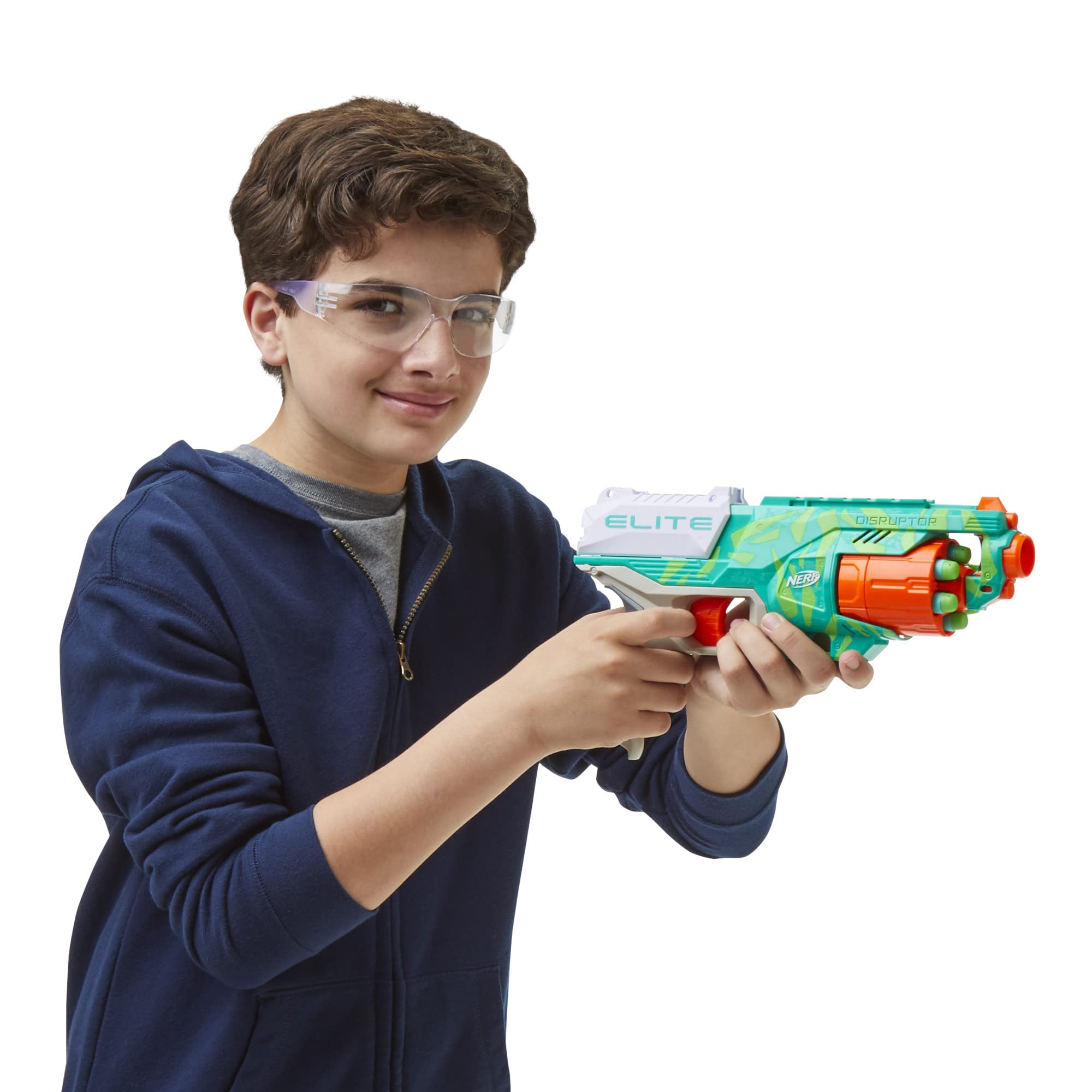 NERF Elite Disruptor Dynamic Green Dart Blaster, Rotating Drum, Slam Fire, Outdoor Toys, Easter Gifts for Kids, Ages 8+ (Amazon Exclusive)