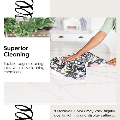 GEOMETRY Kitchen Tea Towel - Quick Dry Microfiber Cloth Dish Towels for Kitchen Drying - 18" x 30" Premium Quick Dry Towel - Every Sunday + Every Level (Every Bloom 2-Pack Set)