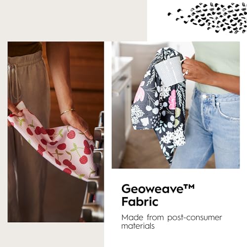 GEOMETRY Kitchen Tea Towel - Quick Dry Microfiber Cloth Dish Towels for Kitchen Drying - 18" x 30" Premium Quick Dry Towel - Every Sunday + Every Level (Every Bloom 2-Pack Set)