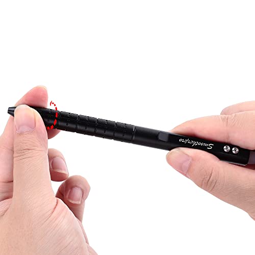 SMOOTHERPRO Erasable Bolt Action Pen Compatible with Pilot FriXion Refill Stainless Steel Pocket Clip Refillable Retractable Pen for Office School Calligraphy Practice Black (SAF150)