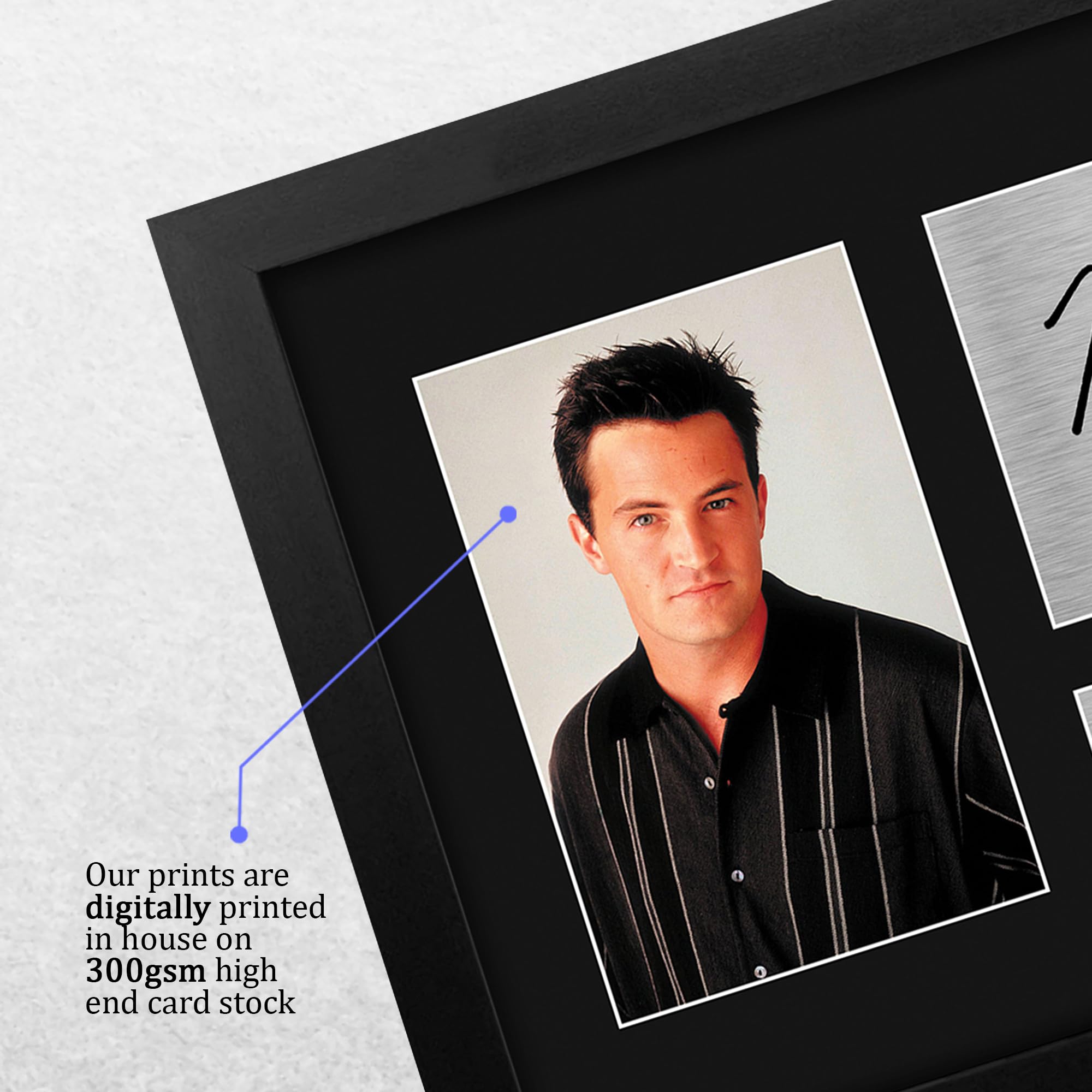 HWC Trading Chandler Bing Friends Signed Printed Autograph Print Photo Matthew Perry Framed Gift Picture Display - US Letter Size