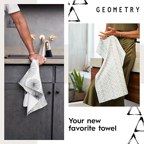 GEOMETRY Kitchen Tea Towel - Quick Dry Microfiber Cloth Dish Towels for Kitchen Drying - 18" x 30" Premium Quick Dry Towel - Every Sunday + Every Level (Every Bloom 2-Pack Set)