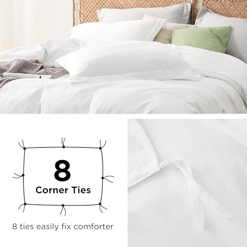 Bedsure White Duvet Cover King Size - Polyester & Rayon Derived from Bamboo Cooling Duvet Cover Set (104" x 90"), 3 Pieces with 2 Pillow Shams, Comforter Not Included