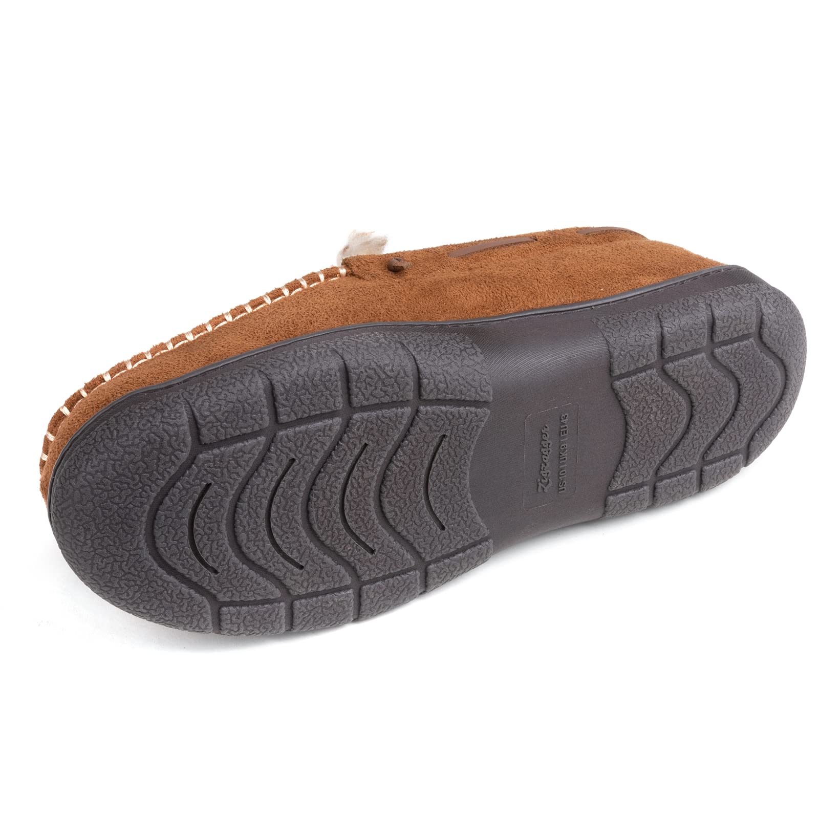 Zigzagger Men's Moccasin Slippers Memory Foam House Shoes, Indoor and Outdoor Warm Loafer Slippers, Tan, 10 M US
