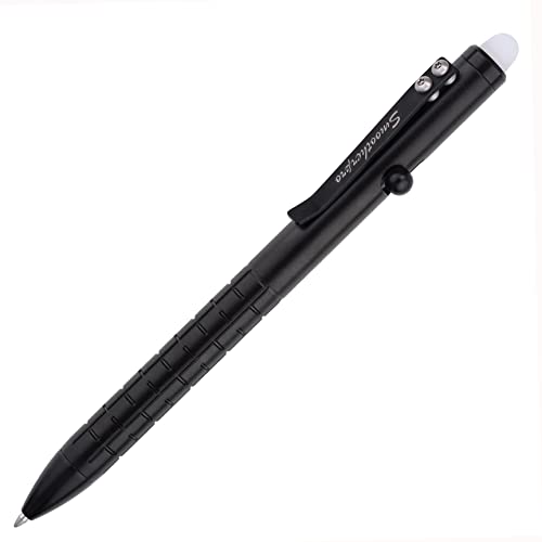 SMOOTHERPRO Erasable Bolt Action Pen Compatible with Pilot FriXion Refill Stainless Steel Pocket Clip Refillable Retractable Pen for Office School Calligraphy Practice Black (SAF150)