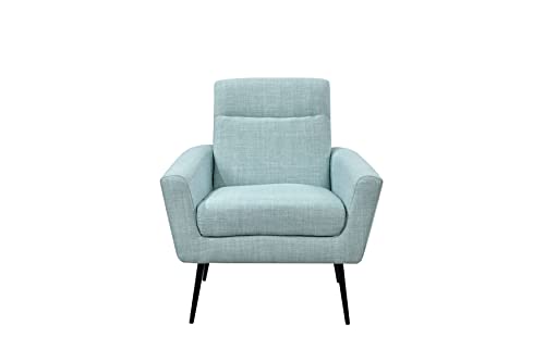 Tiokop Mid Century Modern Upholstered Fabric Accent, Living Room, Bedroom Leisure Single Sofa (Metal Legs),TV armrest seat,Suitable for Small Space Home,Office,Coffee Chair,Light Blue