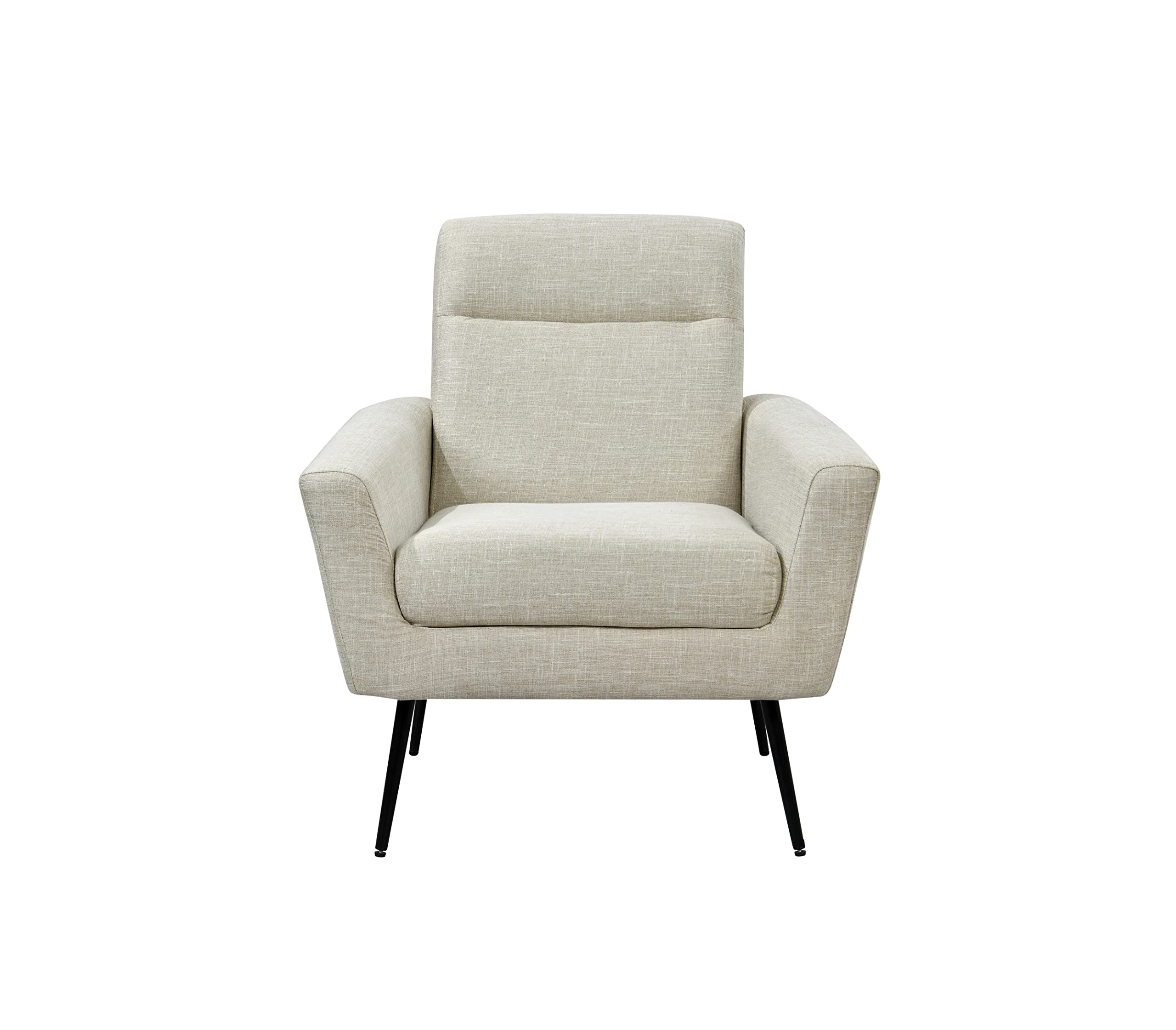 LCH Mid Century Modern Upholstered Fabric Accent, Living Room, Bedroom Leisure Single Sofa (Metal Legs), TV armrest seat, Suitable for Small Space Home, Office, Coffee Chair, Beige