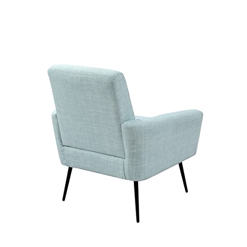 Tiokop Mid Century Modern Upholstered Fabric Accent, Living Room, Bedroom Leisure Single Sofa (Metal Legs),TV armrest seat,Suitable for Small Space Home,Office,Coffee Chair,Light Blue