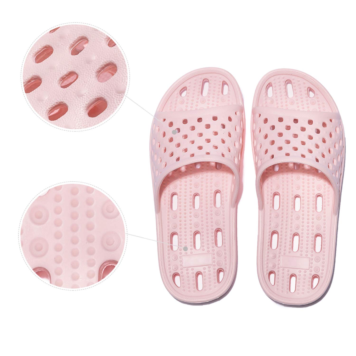 WOTTE Shower Sandals Women Quick Drying Bath Slippers Non Slip Dorm Shoes Size 9 Pink