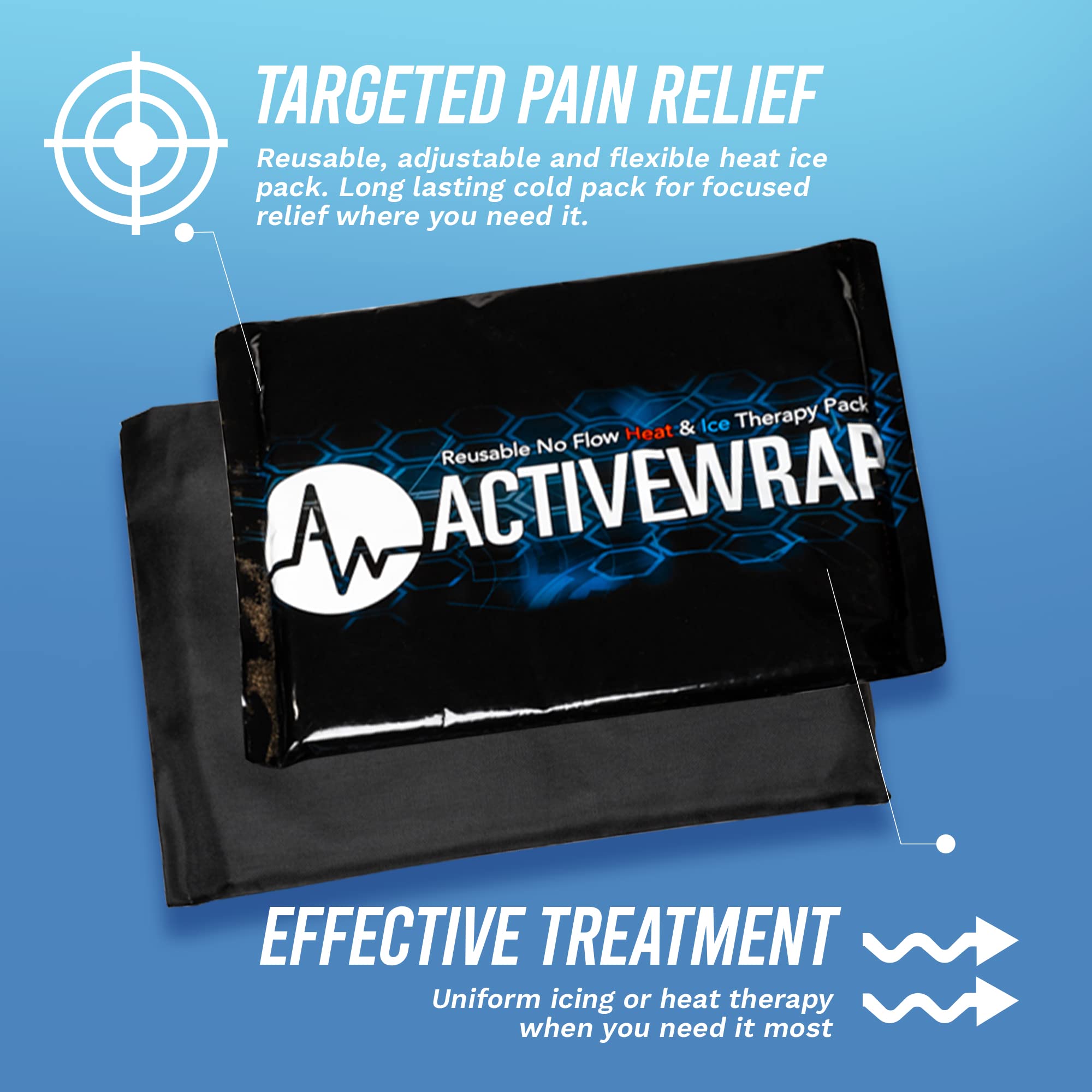 ActiveWrap - Ice Pack for Injuries Reusable Gel Packs, Hot Cold Packs First Aid, Pain Management, Injury Recovery, Ice Compress with Individual Pack Covers, Elbow, Medium, 6 x 9 inches
