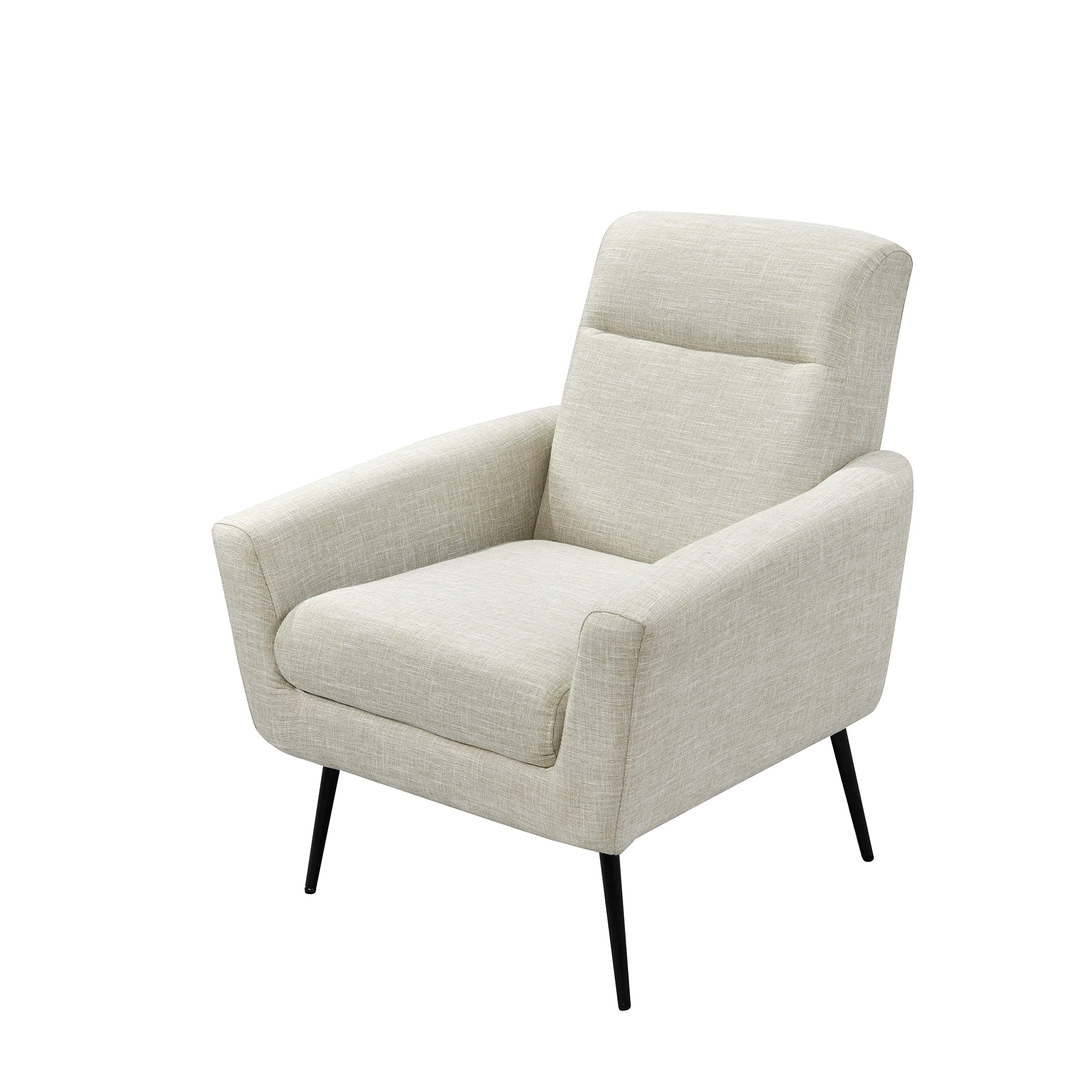 LCH Mid Century Modern Upholstered Fabric Accent, Living Room, Bedroom Leisure Single Sofa (Metal Legs), TV armrest seat, Suitable for Small Space Home, Office, Coffee Chair, Beige