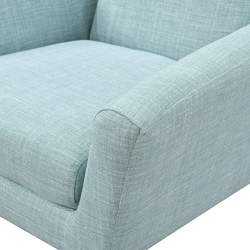 Tiokop Mid Century Modern Upholstered Fabric Accent, Living Room, Bedroom Leisure Single Sofa (Metal Legs),TV armrest seat,Suitable for Small Space Home,Office,Coffee Chair,Light Blue