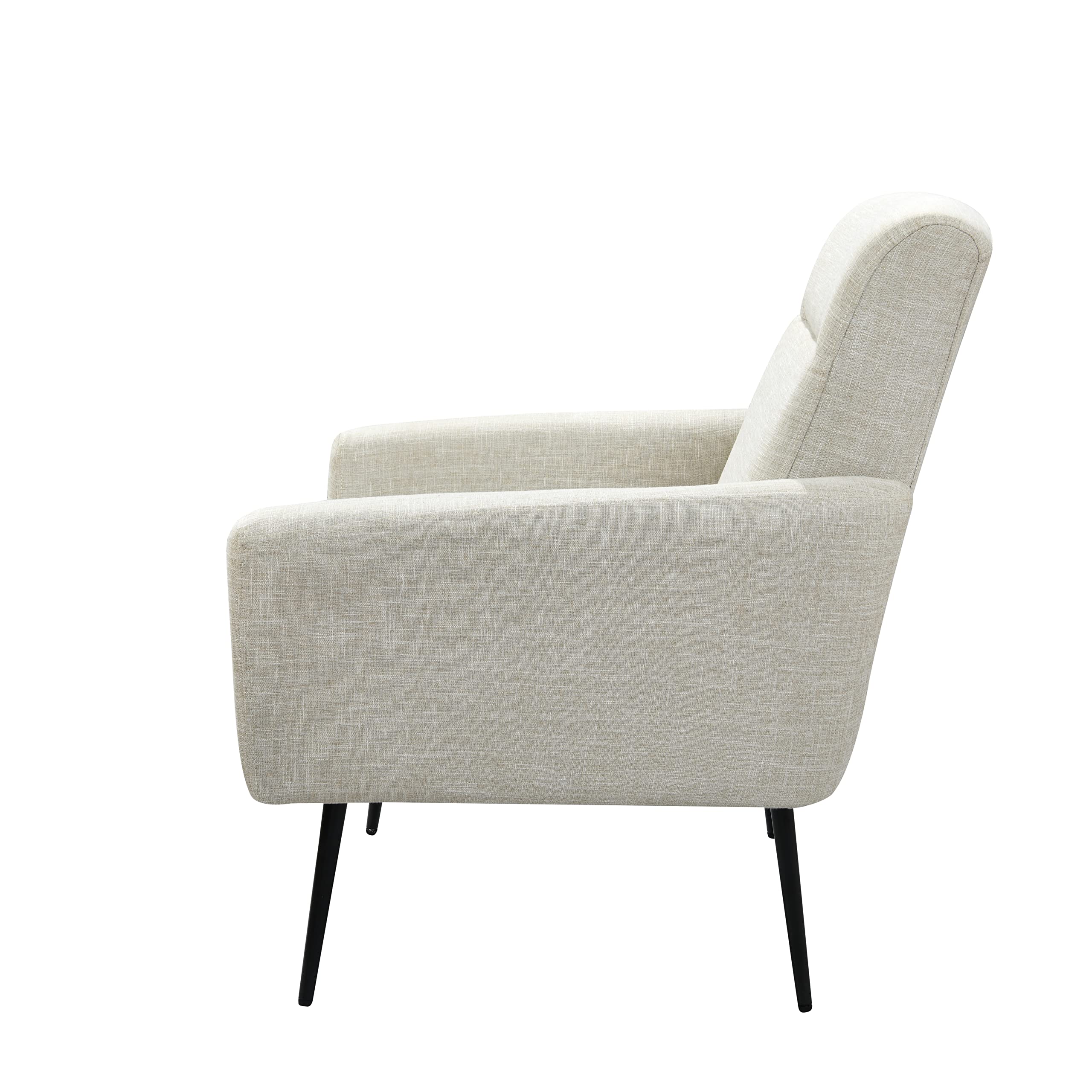 LCH Mid Century Modern Upholstered Fabric Accent, Living Room, Bedroom Leisure Single Sofa (Metal Legs), TV armrest seat, Suitable for Small Space Home, Office, Coffee Chair, Beige