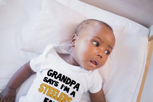NanyCrafts Baby's My Grandpa says I'm a Steelers Fan Bodysuit Newborn Black
