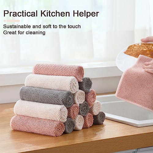 K&janet6am Dish Cloths for Washing Dishes, 6 Pack Kitchen Dish Cloths, Super Absorbent Microfiber Cleaning Cloth, Premium Waffle Dish Towels for Kitchen, 12x12 Inches