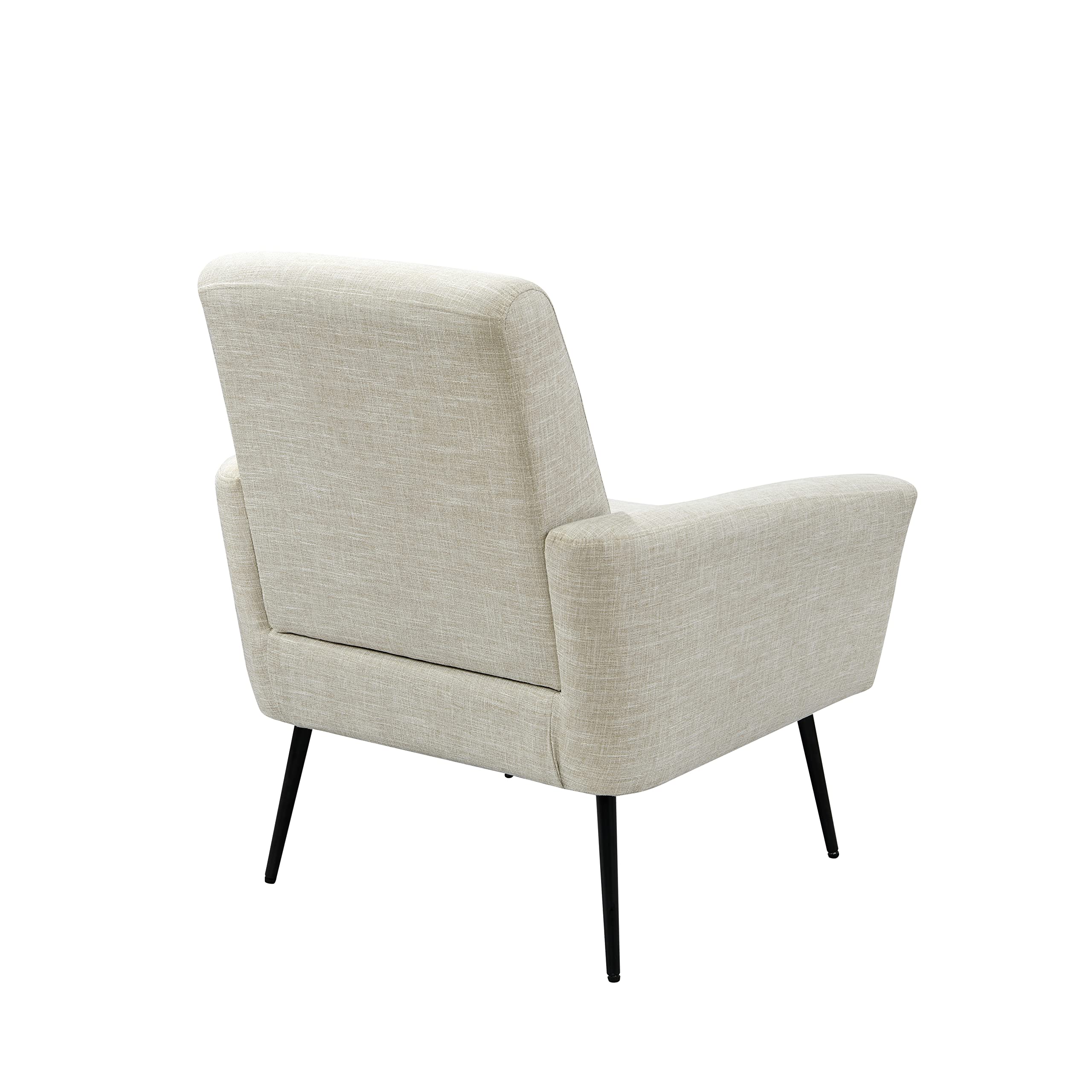 LCH Mid Century Modern Upholstered Fabric Accent, Living Room, Bedroom Leisure Single Sofa (Metal Legs), TV armrest seat, Suitable for Small Space Home, Office, Coffee Chair, Beige