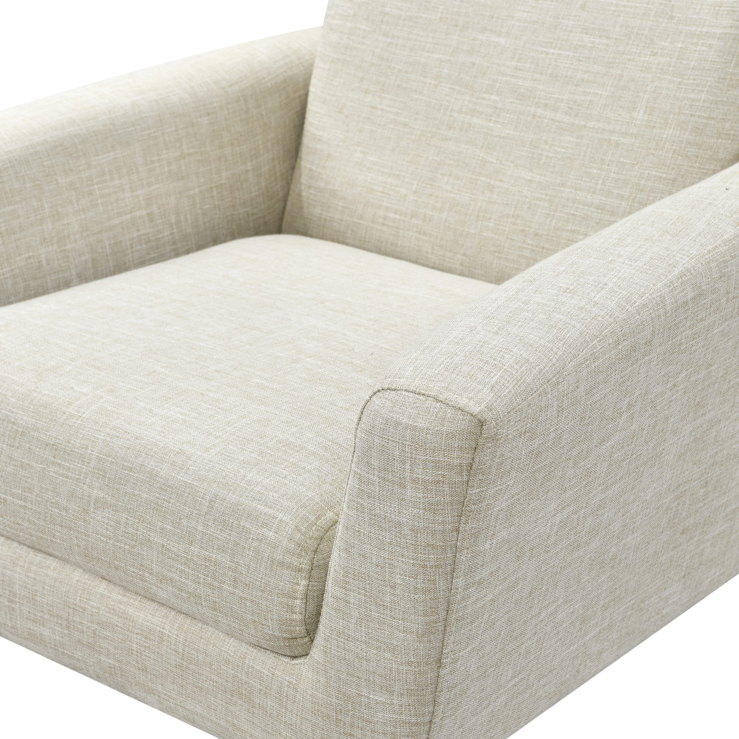 LCH Mid Century Modern Upholstered Fabric Accent, Living Room, Bedroom Leisure Single Sofa (Metal Legs), TV armrest seat, Suitable for Small Space Home, Office, Coffee Chair, Beige