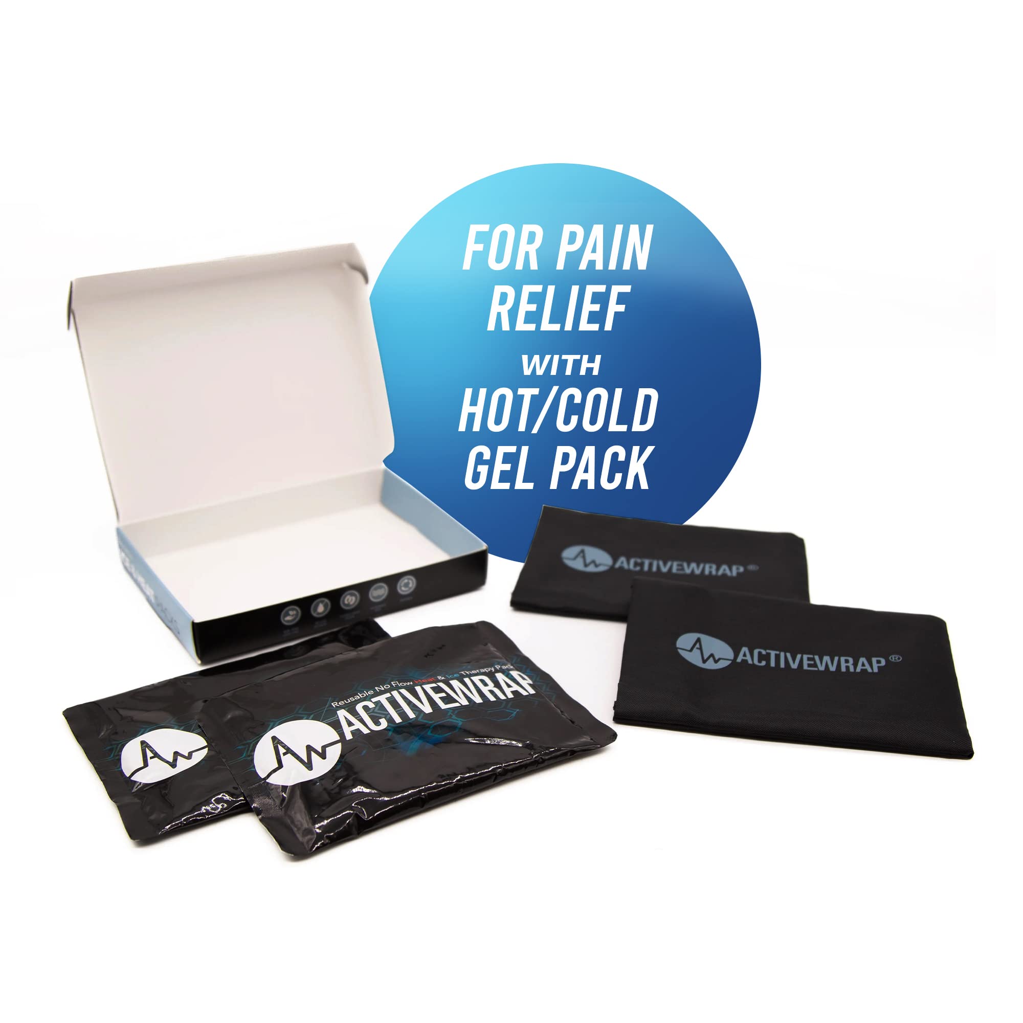 ActiveWrap - Ice Pack for Injuries Reusable Gel Packs, Hot Cold Packs First Aid, Pain Management, Injury Recovery, Ice Compress with Individual Pack Covers, Elbow, Medium, 6 x 9 inches