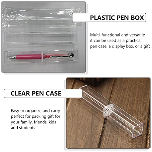 Healifty 20pcs Pen Gift Box Empty Ballpoint Pen Box Plastic Clear Pencil Boxes Pen Storage Case for School Office Collection