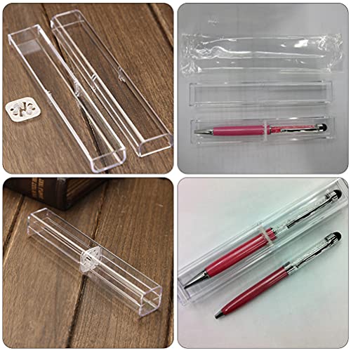 Healifty 20pcs Pen Gift Box Empty Ballpoint Pen Box Plastic Clear Pencil Boxes Pen Storage Case for School Office Collection