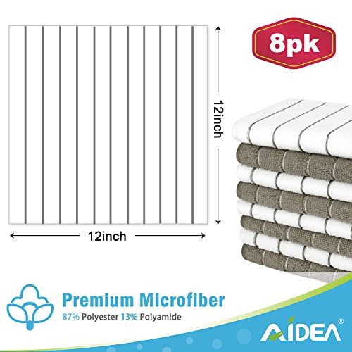 AIDEA Kitchen Towels, Absorbent Dish Towels for Kitchen, Soft Dish Towels for Home, Multi-Purpose Cloths for Household Cleaning and Drying-8PK, 12βx12β