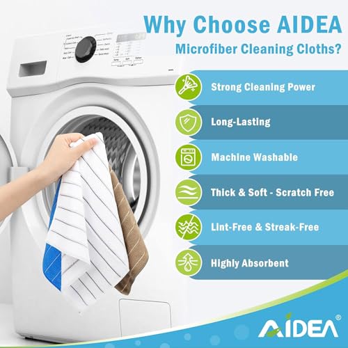 AIDEA Kitchen Towels, Absorbent Dish Towels for Kitchen, Soft Dish Towels for Home, Multi-Purpose Cloths for Household Cleaning and Drying-8PK, 12βx12β