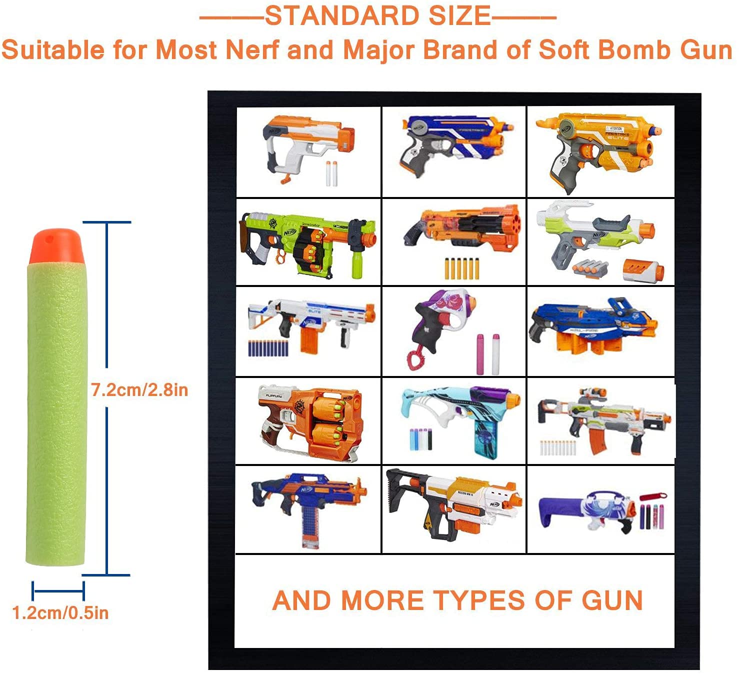 AMOSTING Refill Darts 100PCS Bullet for Nerf N-Strike Elite 2.0 Zombie Strike Rebelle - Green with Storage Bag