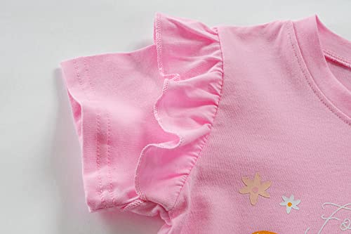 Toddler Girls T-Shirt Easter Gift - Bunny Eggs Baby Short Sleeve Bunny Tee Shirts Soft Summer Pink Cotton Tops 3T