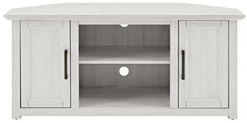 Crosley Furniture Camden TV Stand for 50+ inch TVs, Entertainment Center with Adjustable Storage Shelves, Whitewash
