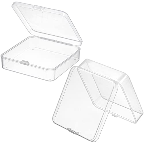 Kingrol 30 Pack Mini Clear Plastic Storage Containers with Lids, 3.75 x 3.75 x 1.1 Inch Empty Hinged Boxes for Beads, Jewelry, Tools, Craft Supplies, Flossers, Fishing