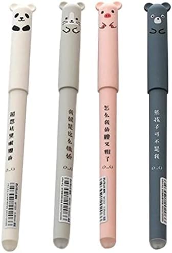 Jowxsx 4 PCS Cute Black Erasable Gel Pen Cute School Supplies Cool Things Cartoon Erasable Easy to Rub Rub Gel Pen Cute Ballpoint Pen Gel Ink Pens