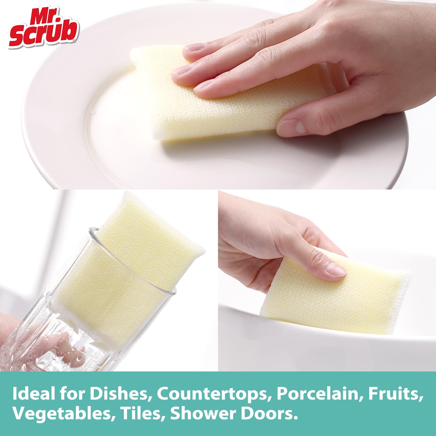 6 Pads All-Purpose Sponges Kitchen, Non Scratch Dish Sponge for Washing Dishes Cleaning Kitchen, Dish Cloths Rags Washcloths Dishcloths for Washing Dishes, Ideal for Kitchen, Bathroom, Mr. Scrub