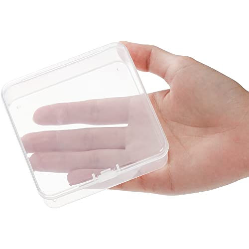 Kingrol 30 Pack Mini Clear Plastic Storage Containers with Lids, 3.75 x 3.75 x 1.1 Inch Empty Hinged Boxes for Beads, Jewelry, Tools, Craft Supplies, Flossers, Fishing