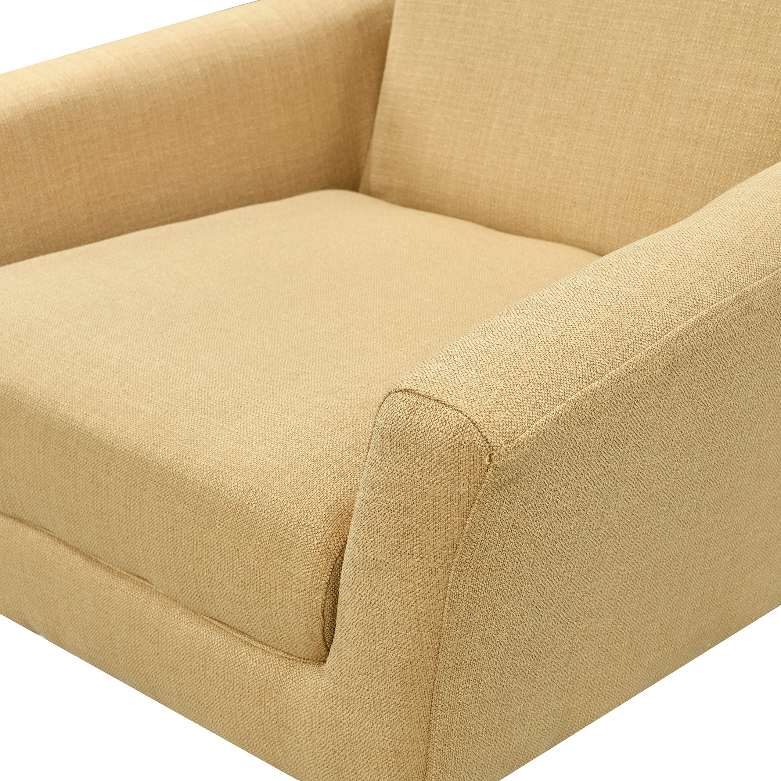 Lepfun Mid Century Modern Upholstered Fabric Accent, Living Room, Bedroom Leisure Single Sofa (Metal Legs), TV armrest seat, Suitable for Small Space Home, Office, Coffee Chair,Yellow