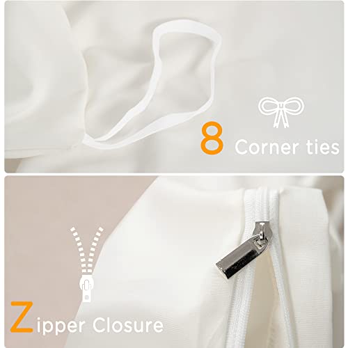 TOCOMOA Duvet Cover Queen Size, 100% Microfiber Off White Comforter Cover Set, Ultra Soft 3 Pieces Bedding Set with 1 Duvet Cover 90x90 inches and 2 Pillowcases