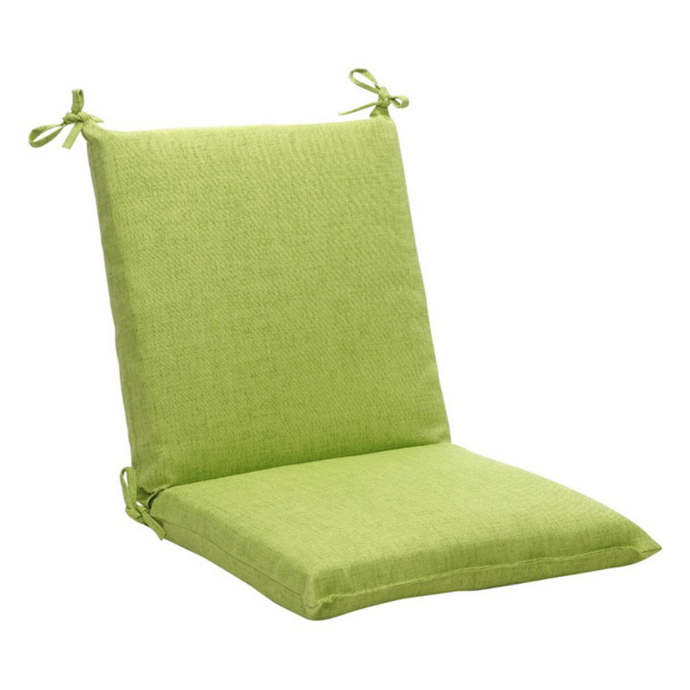 Pillow Perfect Pompeii Solid Indoor/Outdoor One Piece Chair Cushion Deep Seat, Weather and Fade Resistant, Square Corner - 36.5" x 18", Green