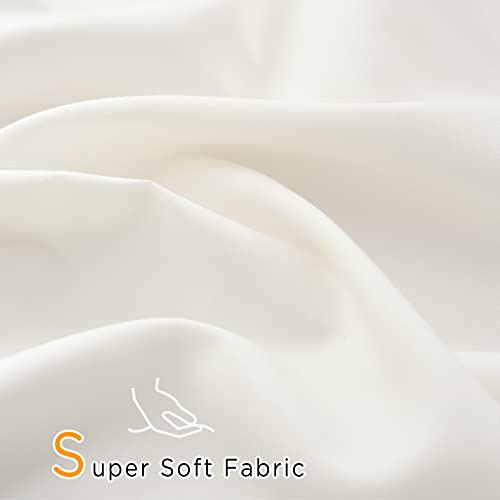 TOCOMOA Duvet Cover Queen Size, 100% Microfiber Off White Comforter Cover Set, Ultra Soft 3 Pieces Bedding Set with 1 Duvet Cover 90x90 inches and 2 Pillowcases