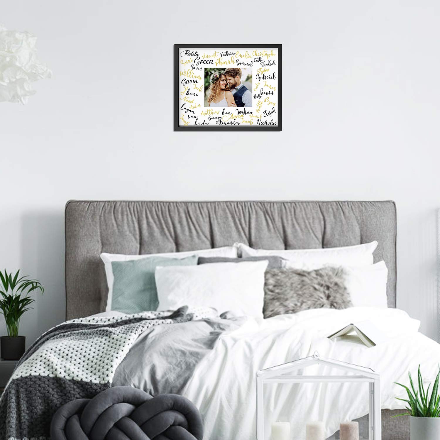 ONE WALL Tempered Glass 16x20 Signature Picture Frame with White Mat Display 8x10 Photo for Wedding, Celebrations and Graduation, Black Wood Frame for Wall Hanging - Mounting Hardware Included
