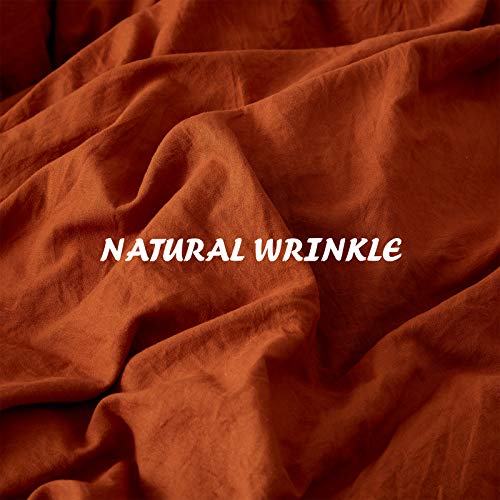 NexHome Burnt Orange Duvet Cover Sets Queen Size 3 Piece Double Brushed Microfiber Queen Duvet Cover with Button Closure & Corner Tie 1 Breathable and Soft Duvet Cover 90x90 inches + 2 Pillow Shams