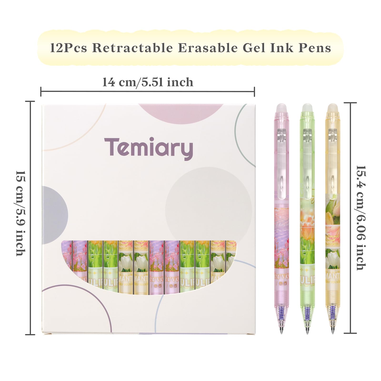 Temiary 12Pcs Cute Erasable Gel Pens, Make Mistakes Disappear, 0.5mm Fine Point Smooth Writing for Planner, Blue and Black Ink Pen No Smudge for School Office Supplies (Romantic)