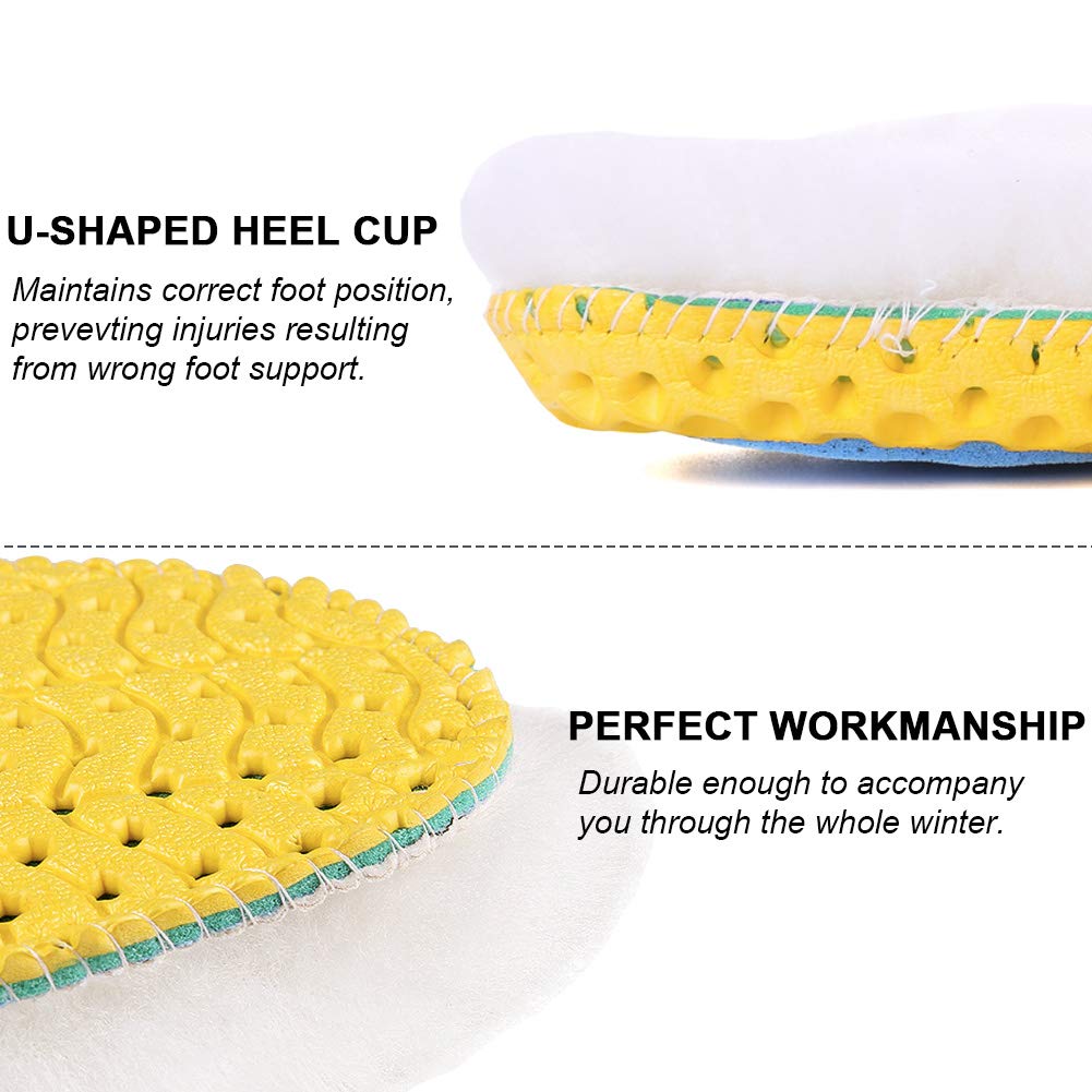 Ailaka Sheepskin Sport Wool Insoles for Women & Men, Premium Thick Fur Fleece Replacement Warm Inserts for Shoes Boot Slippers Sneakers 1 Pair