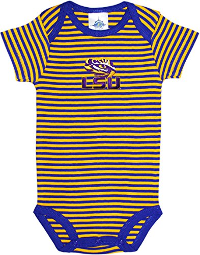 Louisiana State University Tigers Striped Newborn Baby Bodysuit, Purple/Gold, 3-6 Months