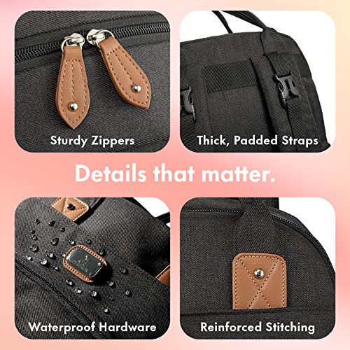 Dikaslon Diaper Bag Backpack with Portable Changing Pad, Pacifier Case and Stroller Straps, Large Unisex Baby Bags for Boys Girls, Multipurpose Travel Back Pack for Moms Dads, Black