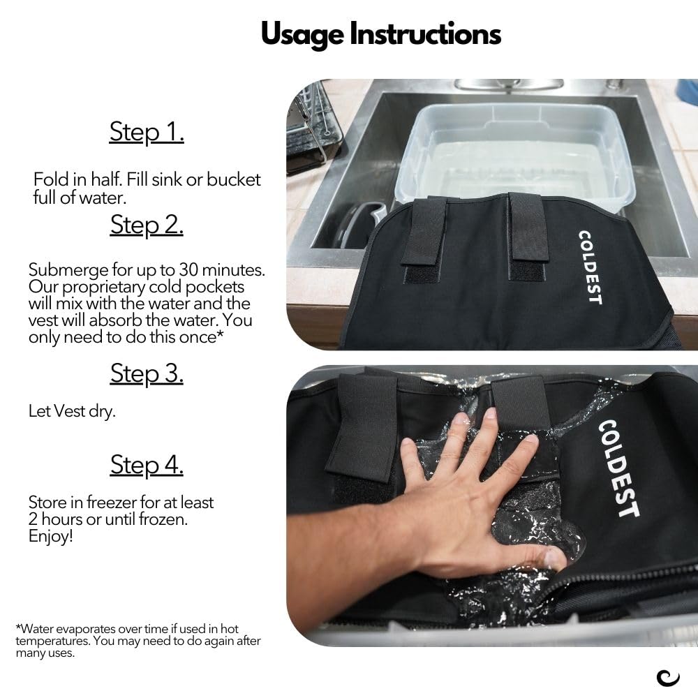 Coldest Cooling Vest - Adjustable Vest Jacket for Hot Weather, Reusable Ice packs, Ice Vest for Men & Women for Cycling, Running, Athletes