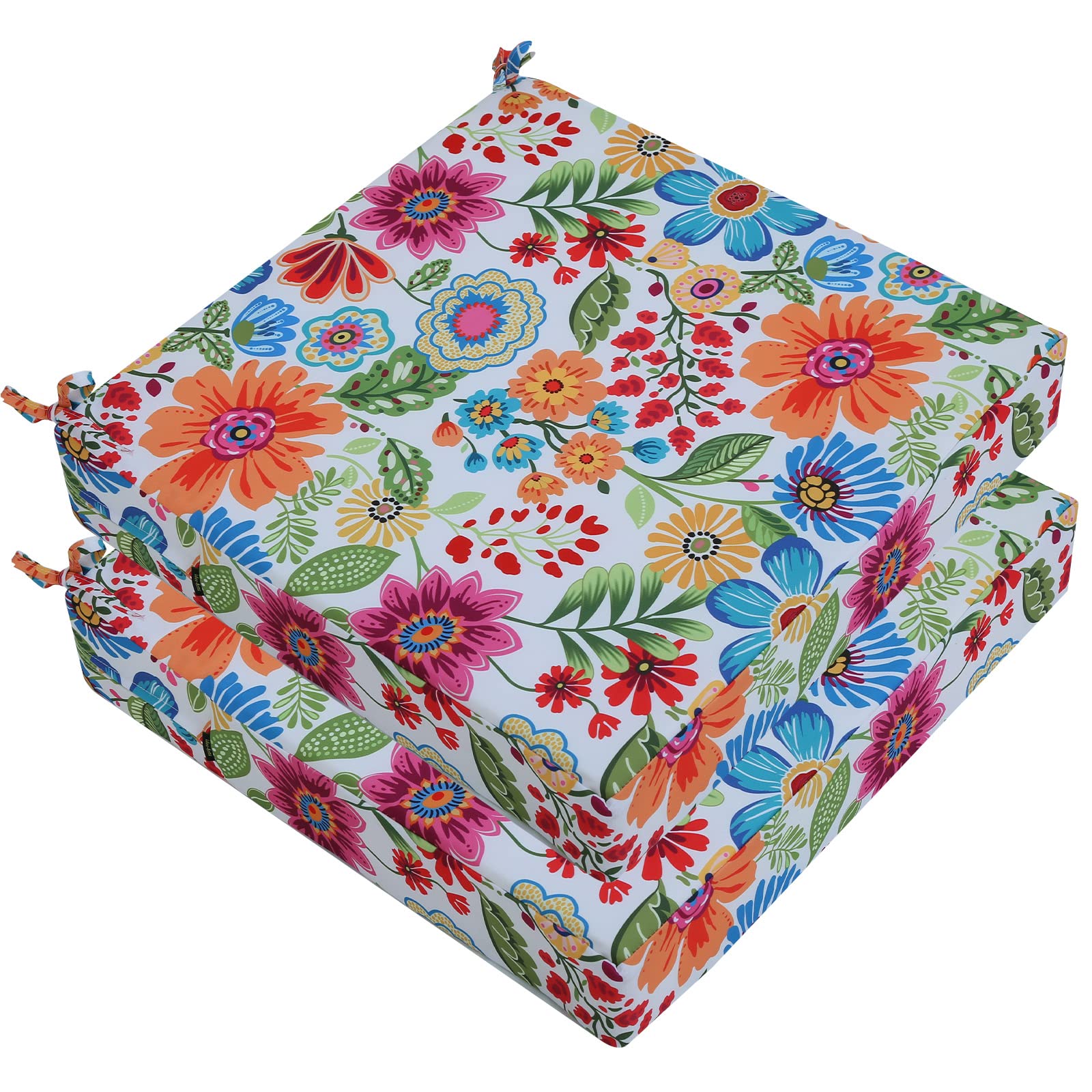 idee-home Outdoor Patio Chair Cushions Set of 2, Outdoor Chair Cushions for Patio Furniture, Replacement Seat Cushions 19x19 Waterproof