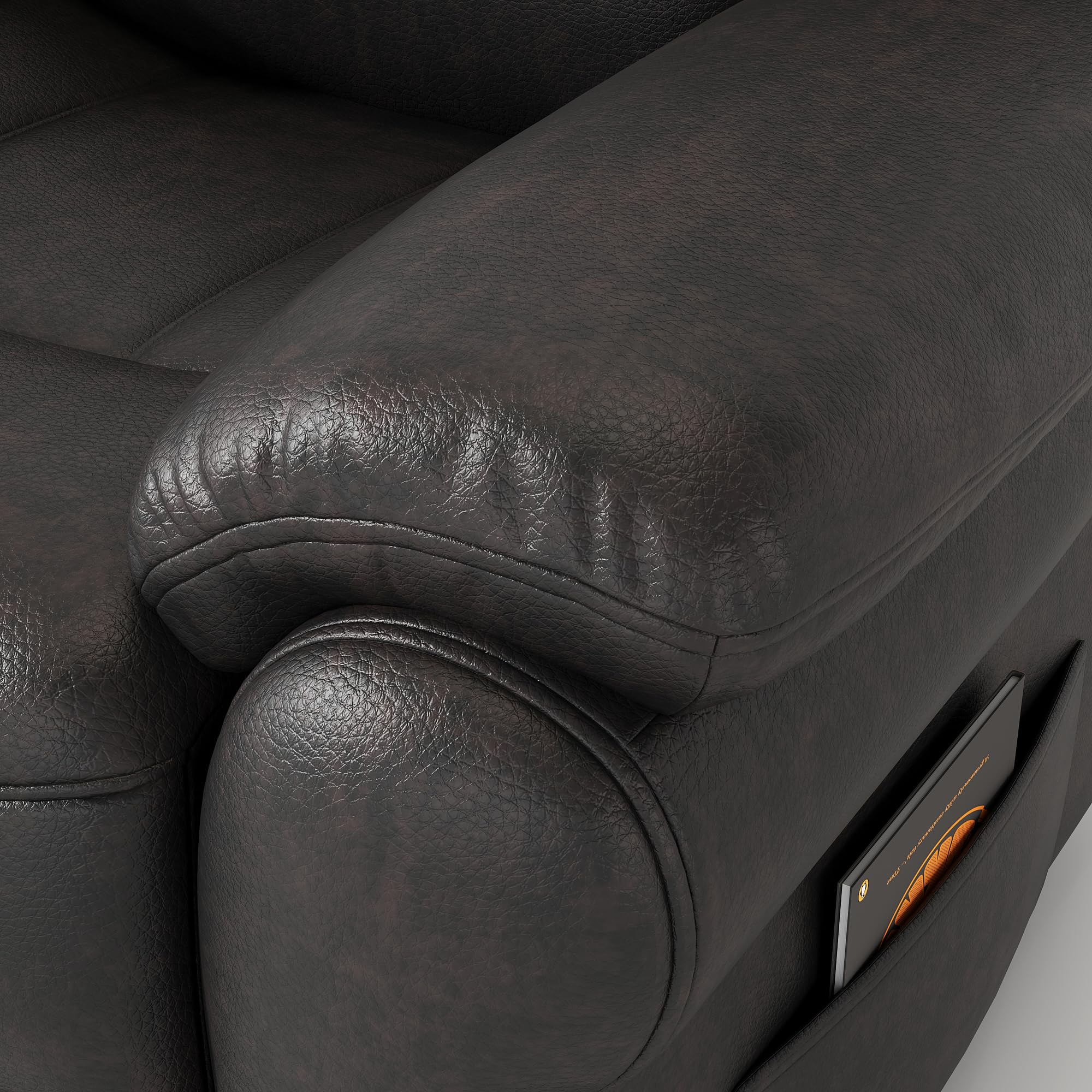 EMKK Massage Reclining Chair with Magazine Bag, USB Button, Manual Single Sofa Heavy Duty for Living Room,Home Theater Easy Lounge with Fabric Padded Seat Backrest, Espresso